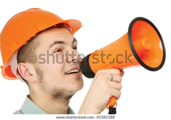 Young Construction Worker Megaphone Stock Photo 83382388 | Shutterstock