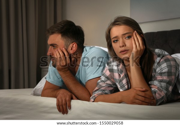 Young Couple Relationship Problems Bed Nighttime Stock Photo (Edit Now ...