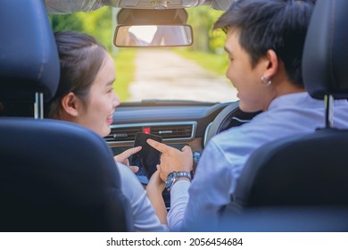 Young Couples Driver Using Touch Screen Stock Photo 2056454684 ...