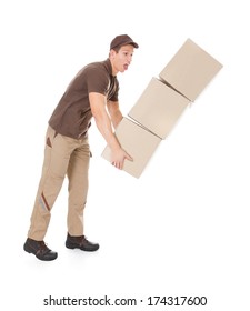Young Delivery Man Falling Stack Boxes Foto stock 174317600 | Shutterstock