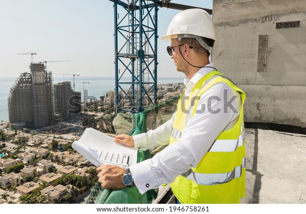 Young Engineer Architect Wearing Reflective Vest Stock Photo 1946758261 ...