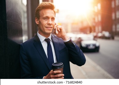 Young Executive Drinking Coffee Talking On Stock Photo 716824840 ...