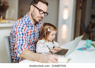 Young Father Using Computer While His Stock Photo 2146857431 | Shutterstock