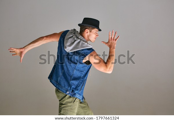Young Guy Breakdancer Hat Dancing Expressive Stock Photo 1797661324 ...