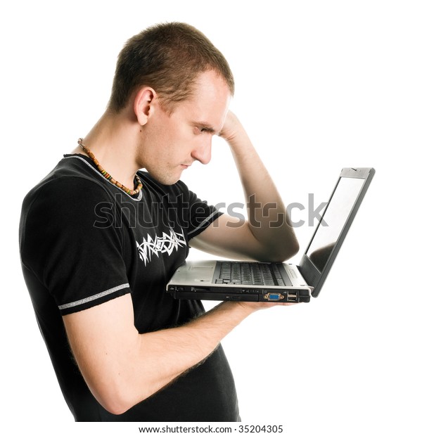 Young Hacker Thinking About System Security Stock Photo 35204305 ...