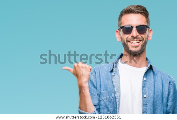 Young Handsome Man Wearing Sunglasses Over Stock Photo 1251862351 ... Young Handsome Man Wearing Sunglasses Over Stock Photo 1251862351 ...