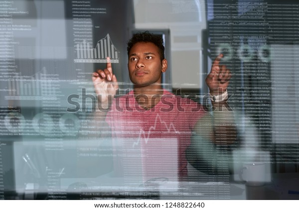 Young Indian Analyst Comparing Data Make Stock Photo 1248822640 ...