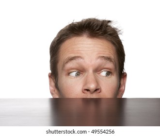 Young Man Looking Behind Table Stock Photo 49554256 | Shutterstock
