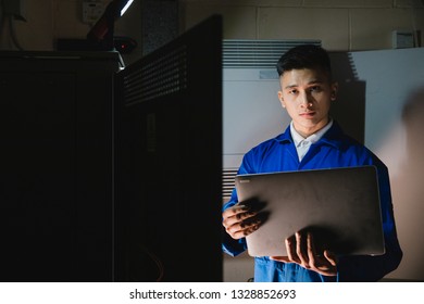 Young Man Looking Camera While Server Stock Photo 1328852693 | Shutterstock