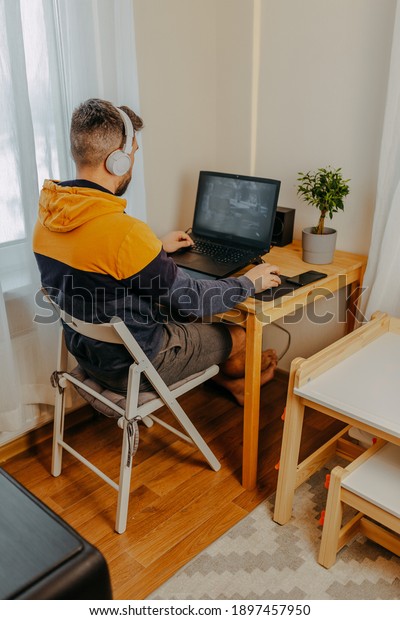 Young Man Playing Computer Games White Stock Photo 1897457950 ...