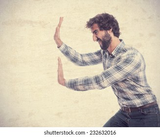 Young Man Pushing Heavy Thing Stock Photo 232632079 | Shutterstock