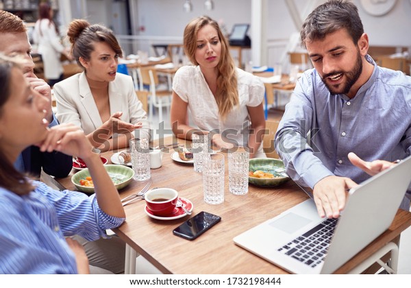 Young Man Showing Explaining Content On Stock Photo 1732198444 ...