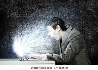 Young Man Sitting Table Using Laptop Stock Photo 174365540 | Shutterstock