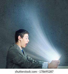 Young Man Sitting Table Using Laptop Stock Photo 178695287 | Shutterstock