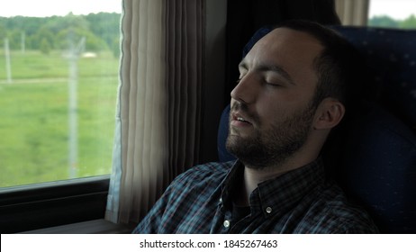 Young Man Sleeping Train Stock Photo 1845267463 | Shutterstock