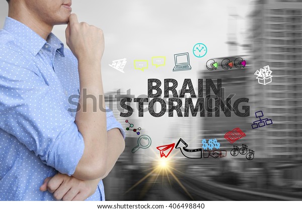 Young Man Stand Thinking Brain Storming Stock Photo (Edit Now) 406498840