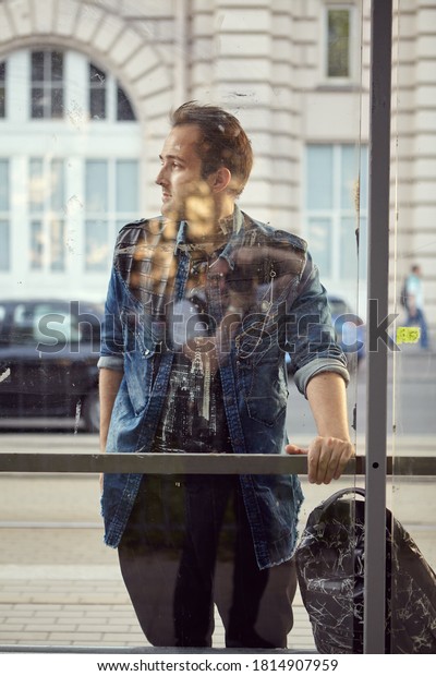 Young Man Standing Behind Window Public Stock Photo 1814907959 ...
