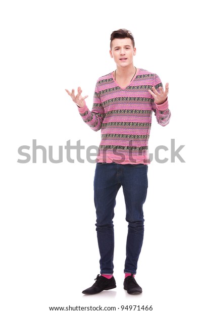 Young Man Talking Gesturing Isolated On Stock Photo (Edit Now) 94971466
