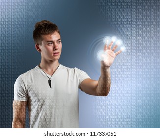 Young Man Touch Screen Interface Stock Photo 117337051 | Shutterstock