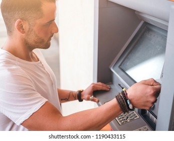 Young Man Using Atm Machine Stock Photo 1190433115 | Shutterstock
