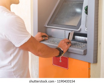 Young Man Using Atm Machine Stock Photo 1190433154 | Shutterstock