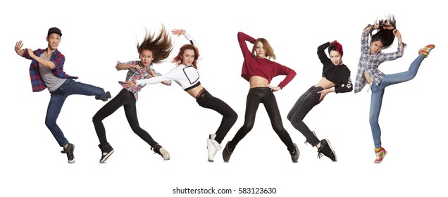 Young Modern Dancing Group Practice Dancing Stock Photo 583123630 ...