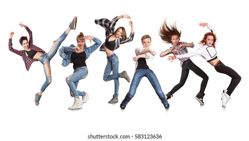 Young Modern Dancing Group Practice Dancing Stock Photo 583123636 ...