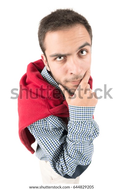 Young Nerd Thinking Isolated White Background Stock Photo 644829205 ...