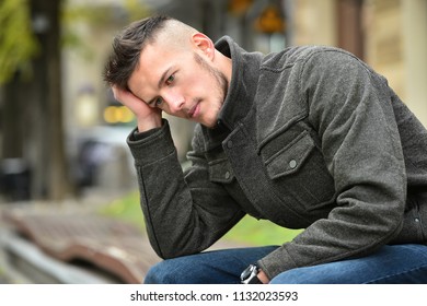 Young Sad Man Thinking While Sitting Stock Photo 1132023593 | Shutterstock