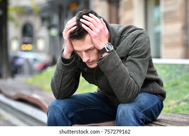 Young Sad Man Thinking While Sitting Stock Photo 757279162 | Shutterstock