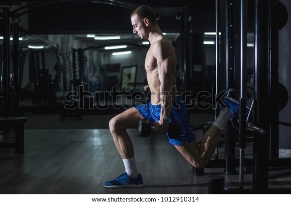 Young Shirtless Man Doing Split Squats Stock Photo 1012910314 ...
