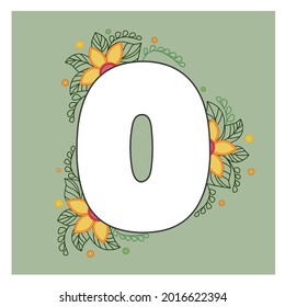 0 Number Zero Decorated Flowers Leaves Stock Vector (Royalty Free ...