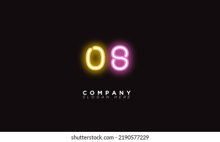 08 Neon Number Monogram Logo Stock Vector (Royalty Free) 2190577229 ...