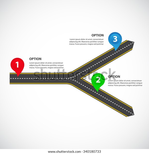 1 2 Horizontal Diverging Roads Arrows Stock Vector (Royalty Free) 340180733