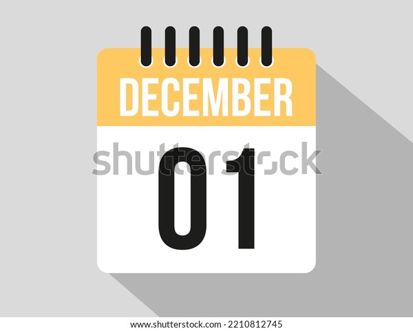 1 December Calendar Vector Icon Yellow Stock Vector (Royalty Free ...