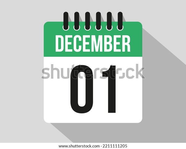 1 December Calendar Vector Icon Green Stock Vector (Royalty Free ...