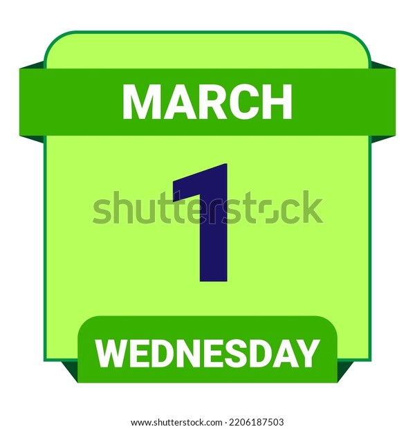 1 March Wednesday Date Template Useful Stock Vector (Royalty Free ...
