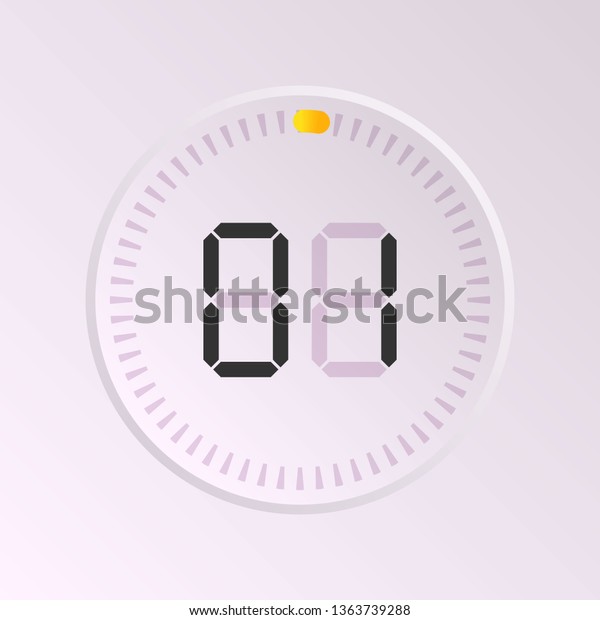 1 Minutes Stopwatch Vector Icon Digital Stock Vector (Royalty Free ...
