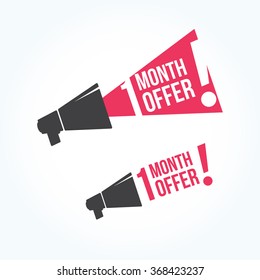1 Month Offer Megaphone Icon Stock Vector (Royalty Free) 368423237 ...
