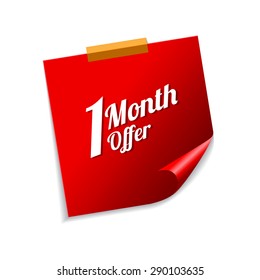 1 Month Offer Red Sticky Notes Stock Vector (Royalty Free) 290103635 ...