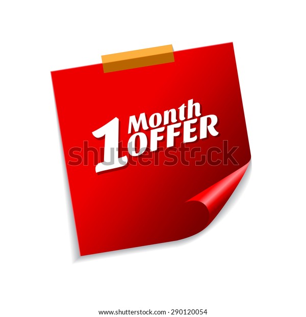 1 Month Offer Red Sticky Notes Stock Vector (Royalty Free) 290120054 ...