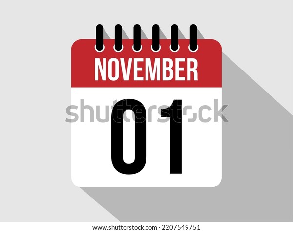 1 November Calendar Vector Icon Red Stock Vector (Royalty Free ...