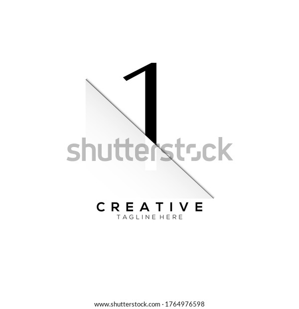 1 One Black Number Logo Design Stock Vector (Royalty Free) 1764976598 ...