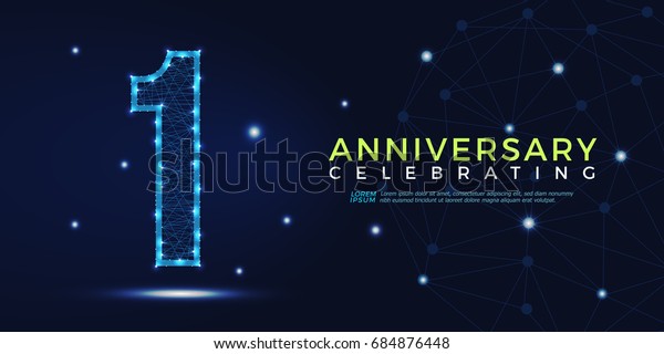 1 Year Anniversary Celebrating Numbers Vector Stock Vector (Royalty ...