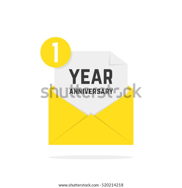 1 Year Anniversary Icon Yellow Letter Stock Vector (Royalty Free) 520214218