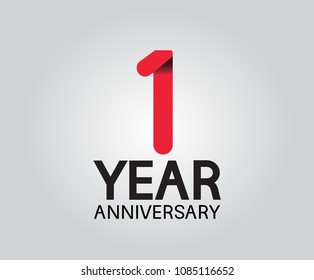 1 Year Anniversary Red Soft Color Stock Vector (Royalty Free) 1085116652