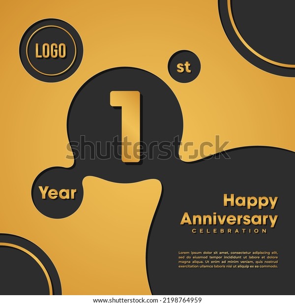 1 Year Anniversary Template Design Golden Stock Vector (Royalty Free ...