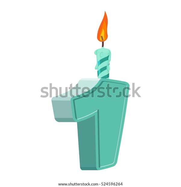 1 Year Birthday Figures Festive Candle Stock Vector (Royalty Free ...