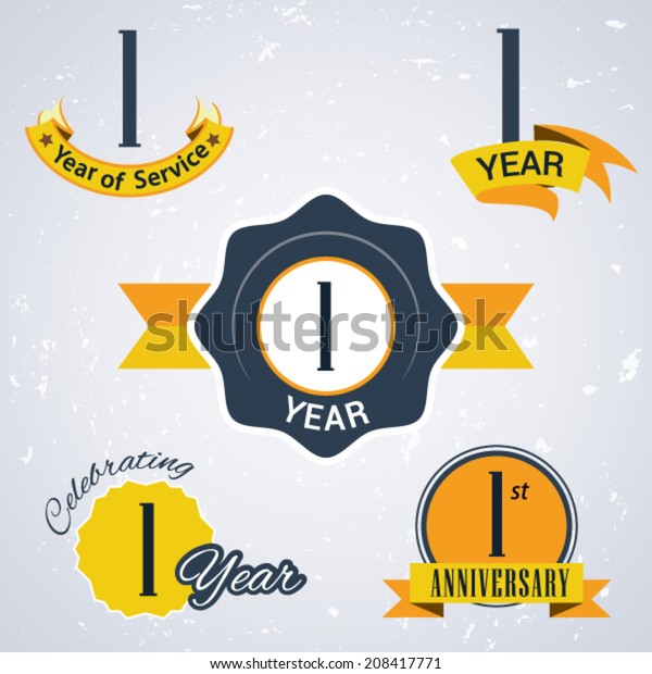 1 Year Service 1 Year Celebrating Stock Vector (Royalty Free) 208417771