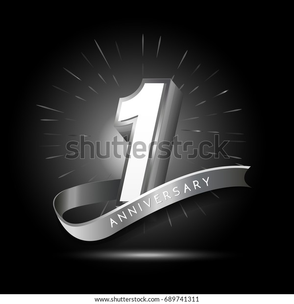 1 Year Silver Anniversary Logo Celebration Stock Vector (Royalty Free ...